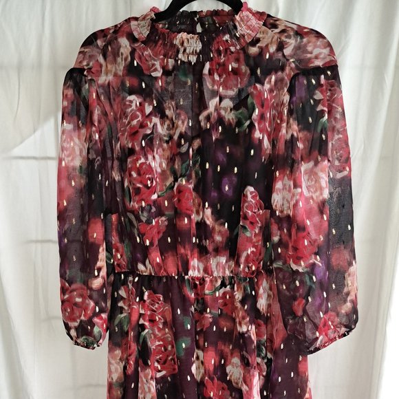 torrid | Dresses | Torrid Print Maxi Dress Long Sleeve Floral 2 Layer ...